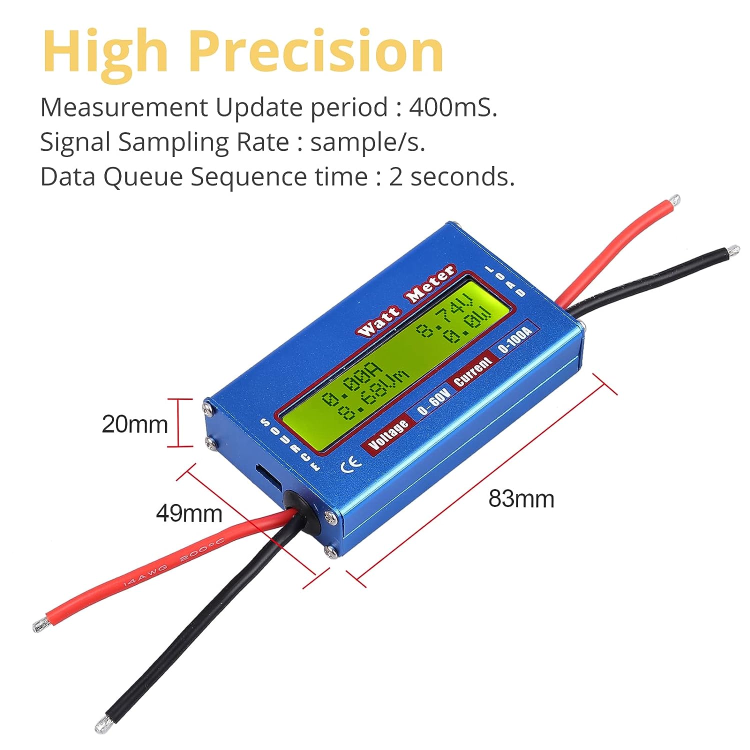 DC 0-60V 100A Battery Analyzer: Volt & Watt Meter For Solar, RC Hobby ...