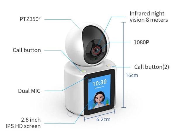 Wifi Nanny Camera With Screen | 1080p HD Two-Way Video & Audio | Baby ...